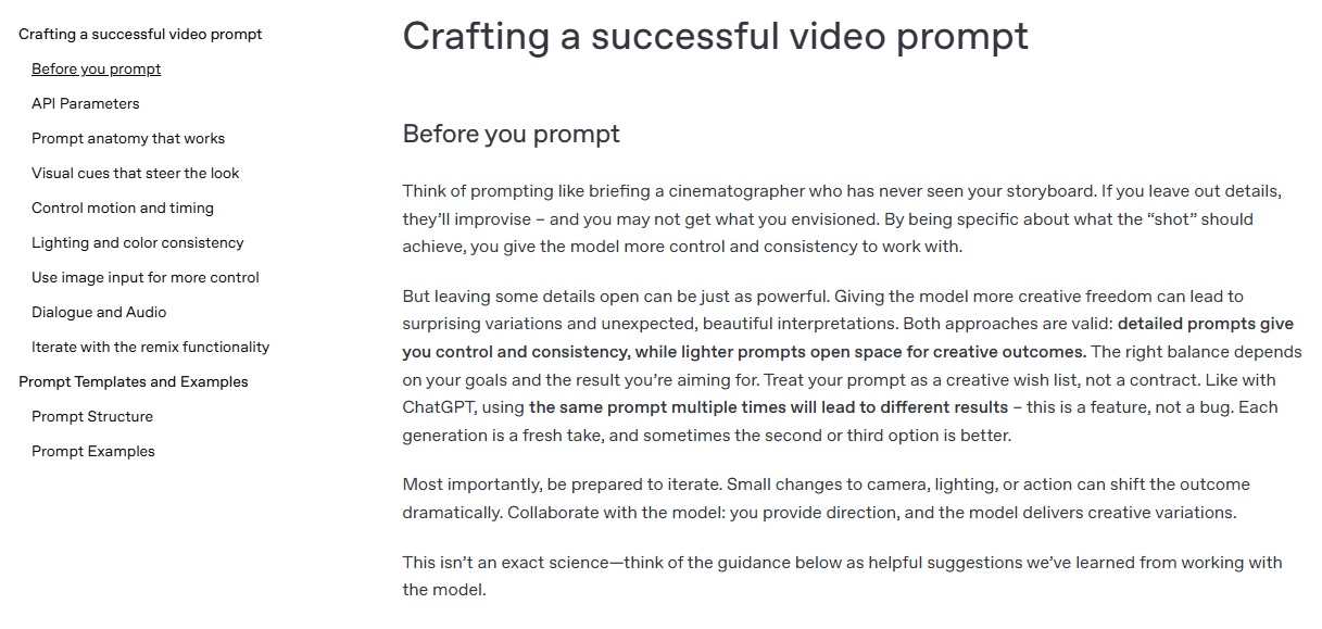 Sora 2 Prompting Guide Summary